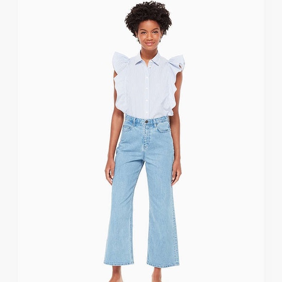 kate spade | Tops | Kate Spade New York Flutter Button Down Stripe Top ...